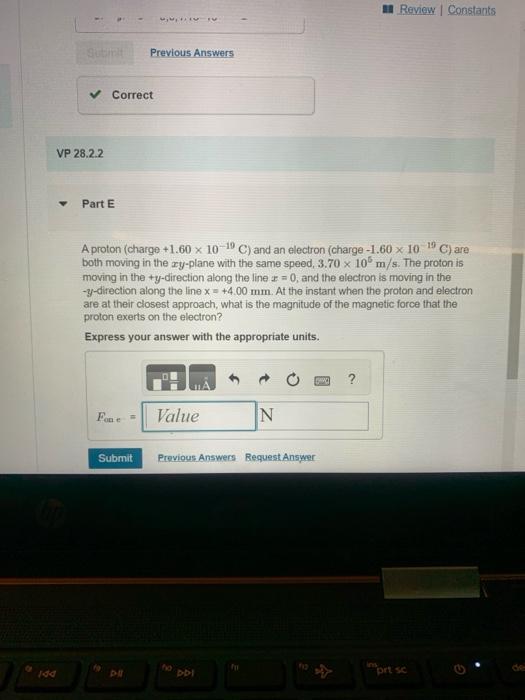[Solved]: 144 VP 28.2.2 y Correct Part E Fon e- V,V, 1. VIV
