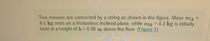 Solved Two masses are connected by a string as shown in the | Chegg.com