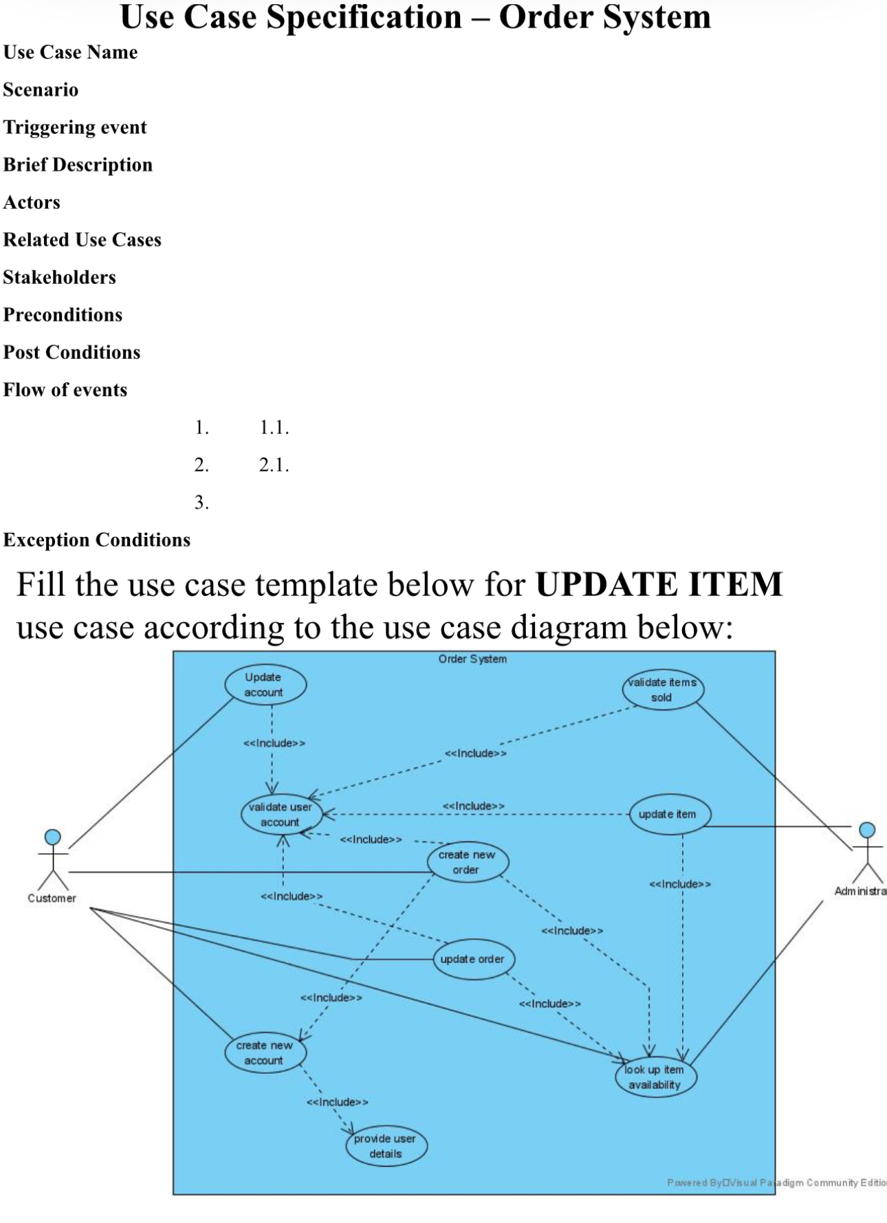 Solved Use Case Specification - ﻿Order SystemUse Case | Chegg.com