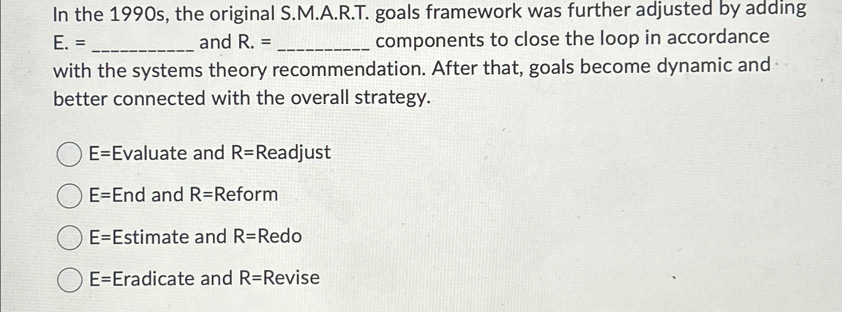 Solved In the 1990 ﻿s, ﻿the original S.M.A.R.T. ﻿goals | Chegg.com