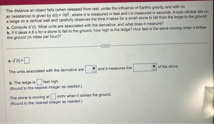 Solved The distance an object falls (when released from | Chegg.com