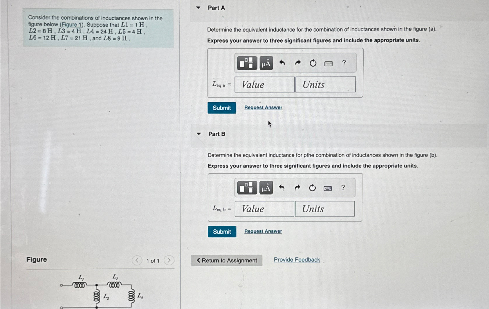Solved Consider the combinations of inductances shown in the | Chegg.com
