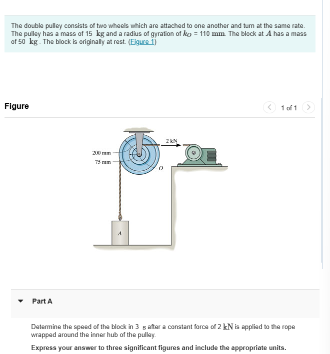 Solved The double pulley consists of two wheels which are | Chegg.com