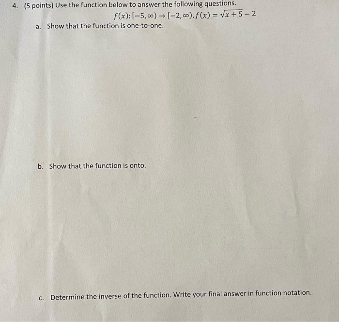 Solved 4. ( 5 points) Use the function below to answer the | Chegg.com