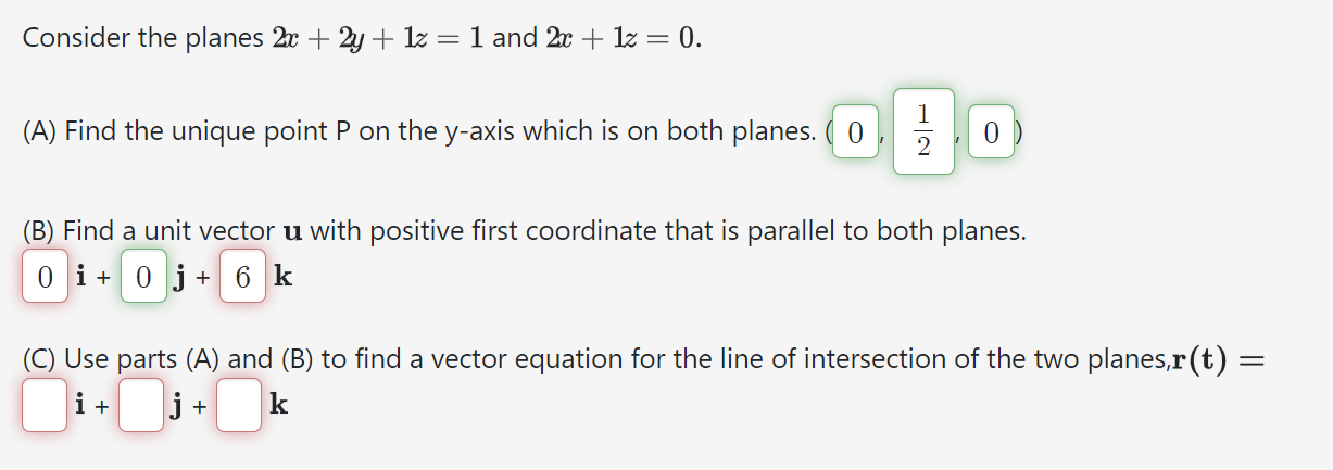 Solved Consider the planes 2x+2y+1z=1 ﻿and 2x+1z=0.(A) ﻿Find | Chegg.com