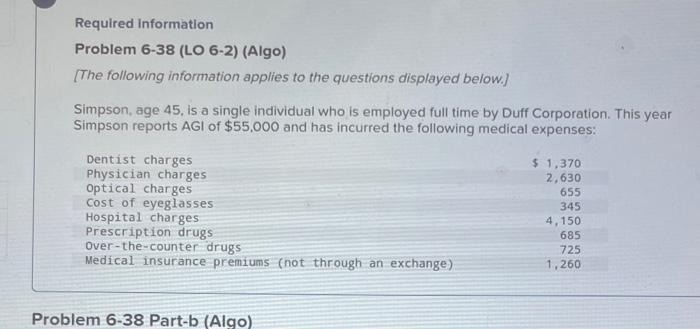 Solved Required information Problem 6-38 (LO 6-2) (Algo) | Chegg.com Solved Required information Problem 6-38 (LO 6-2) (Algo) | Chegg.com