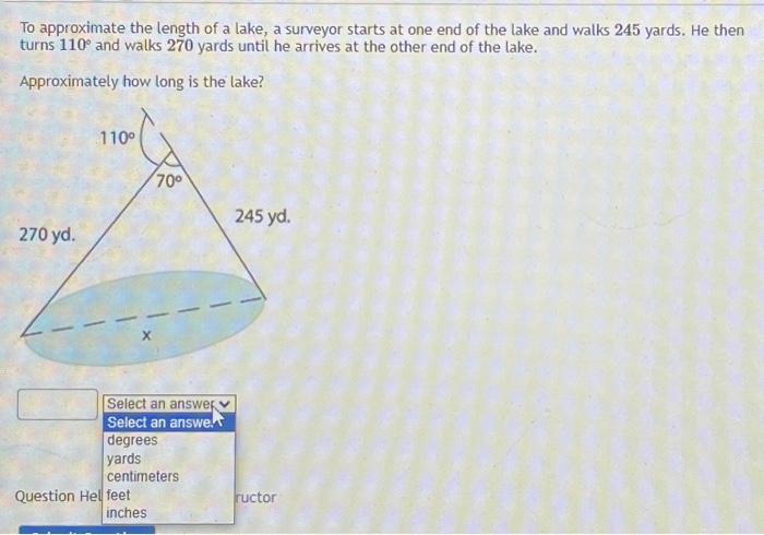 Solved To approximate the length of a lake, a surveyor | Chegg.com