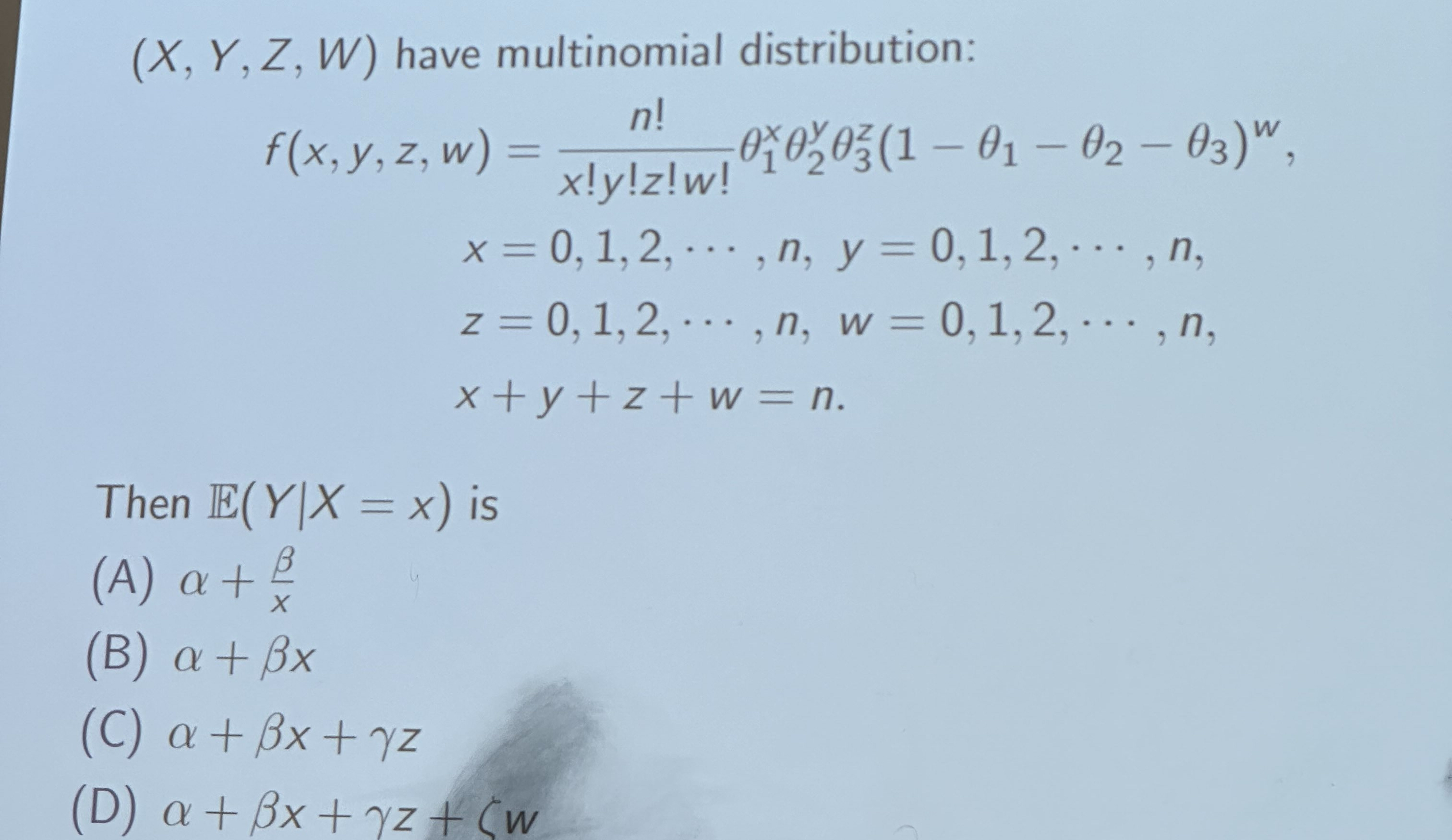 Solved (x,Y,Z,W) ﻿have multinomial | Chegg.com