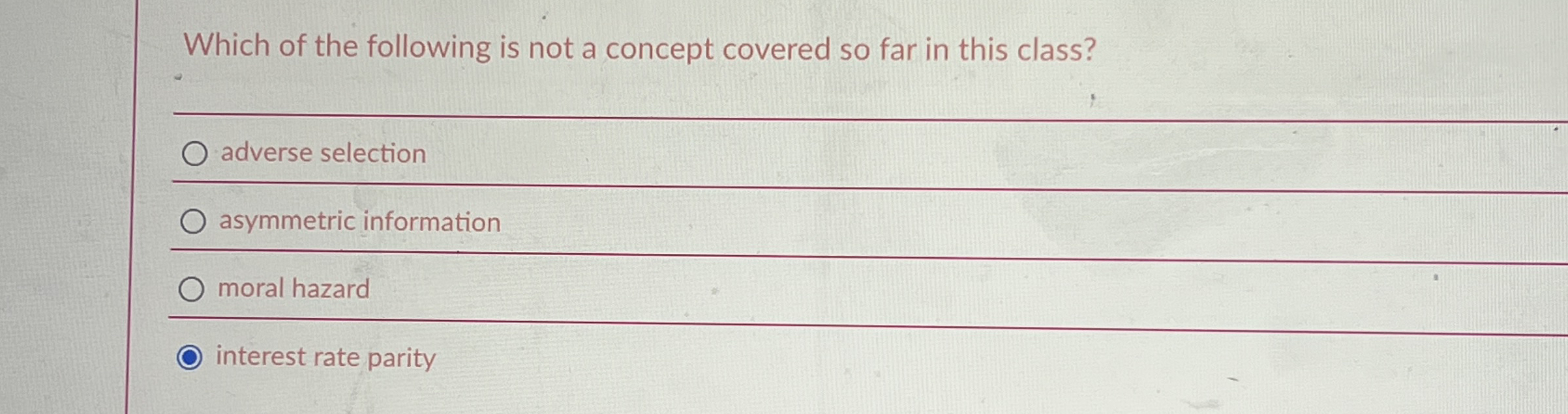Solved Which of the following is not a concept covered so | Chegg.com
