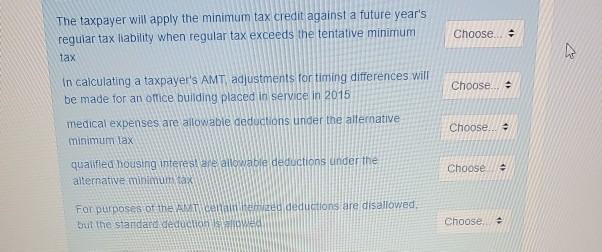 Solved The taxpayer will apply the minimum tax credit | Chegg.com
