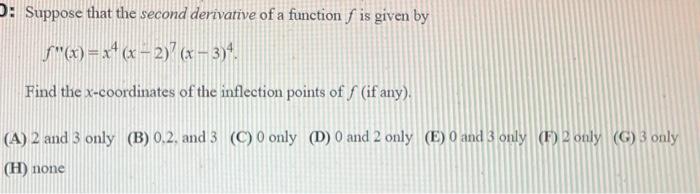 Solved Suppose that the second derivative of a function f is | Chegg.com