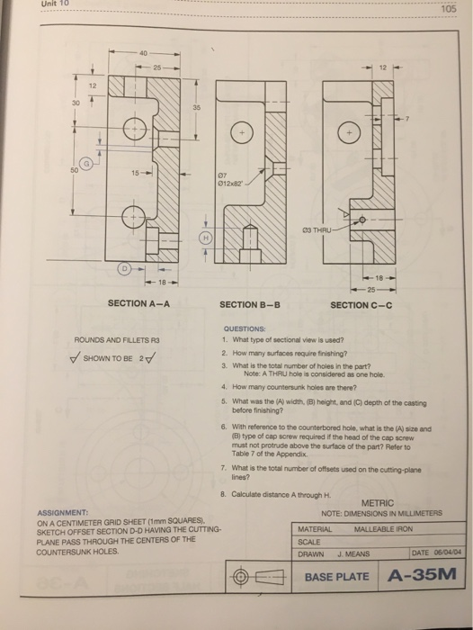Solved please sketch offset section D-D having the cutting | Chegg.com