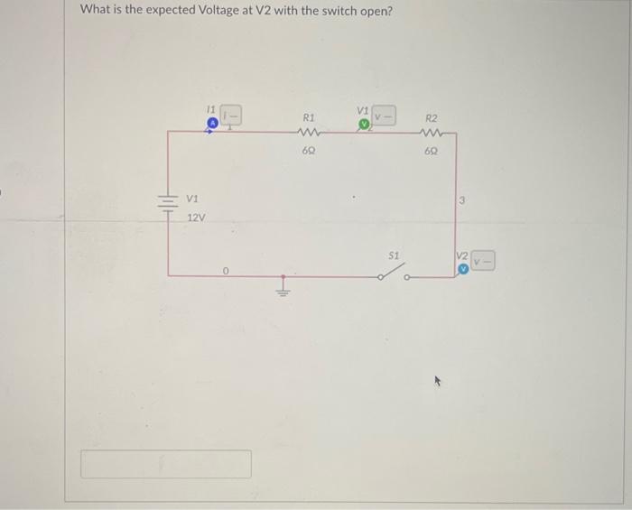 Solved What is the expected Voltage at V2 with the switch | Chegg.com
