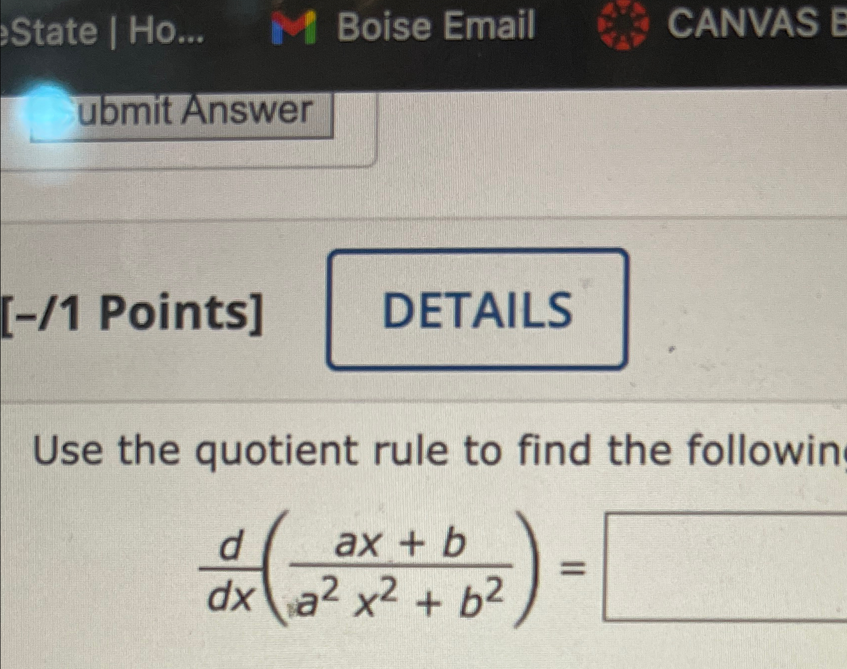 Solved Use the quotient rule to find the | Chegg.com