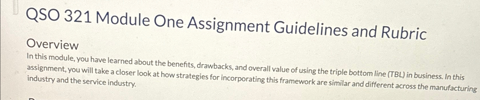 Solved QSO 321 ﻿Module One Assignment Guidelines and | Chegg.com