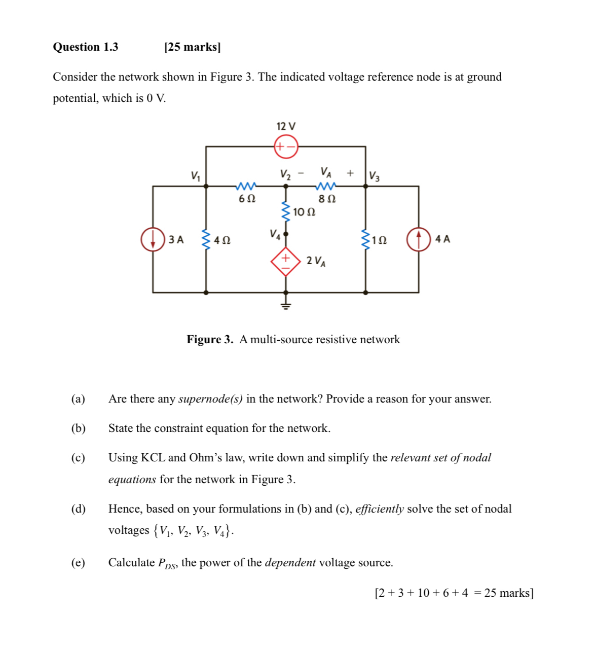 Solved Question 1.3[25 ﻿marks]Consider the network shown in | Chegg.com