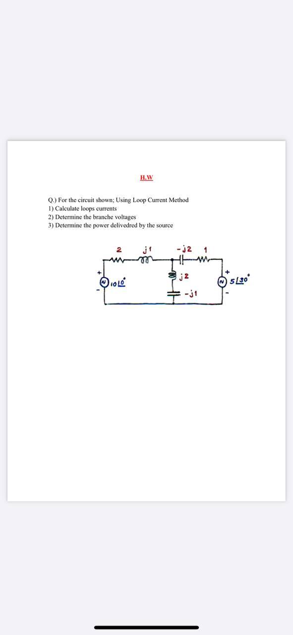 Solved H.W Q.) For the circuit shown; Using Loop Current | Chegg.com