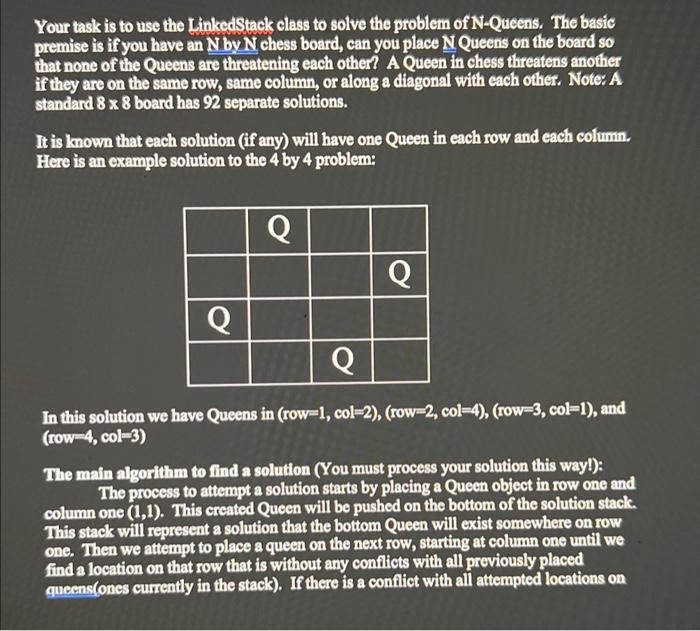 Solved Your task is to use the LinkedStack class to solve | Chegg.com