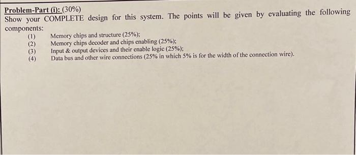 Problem Part I 30 Show Your Complete Design For 