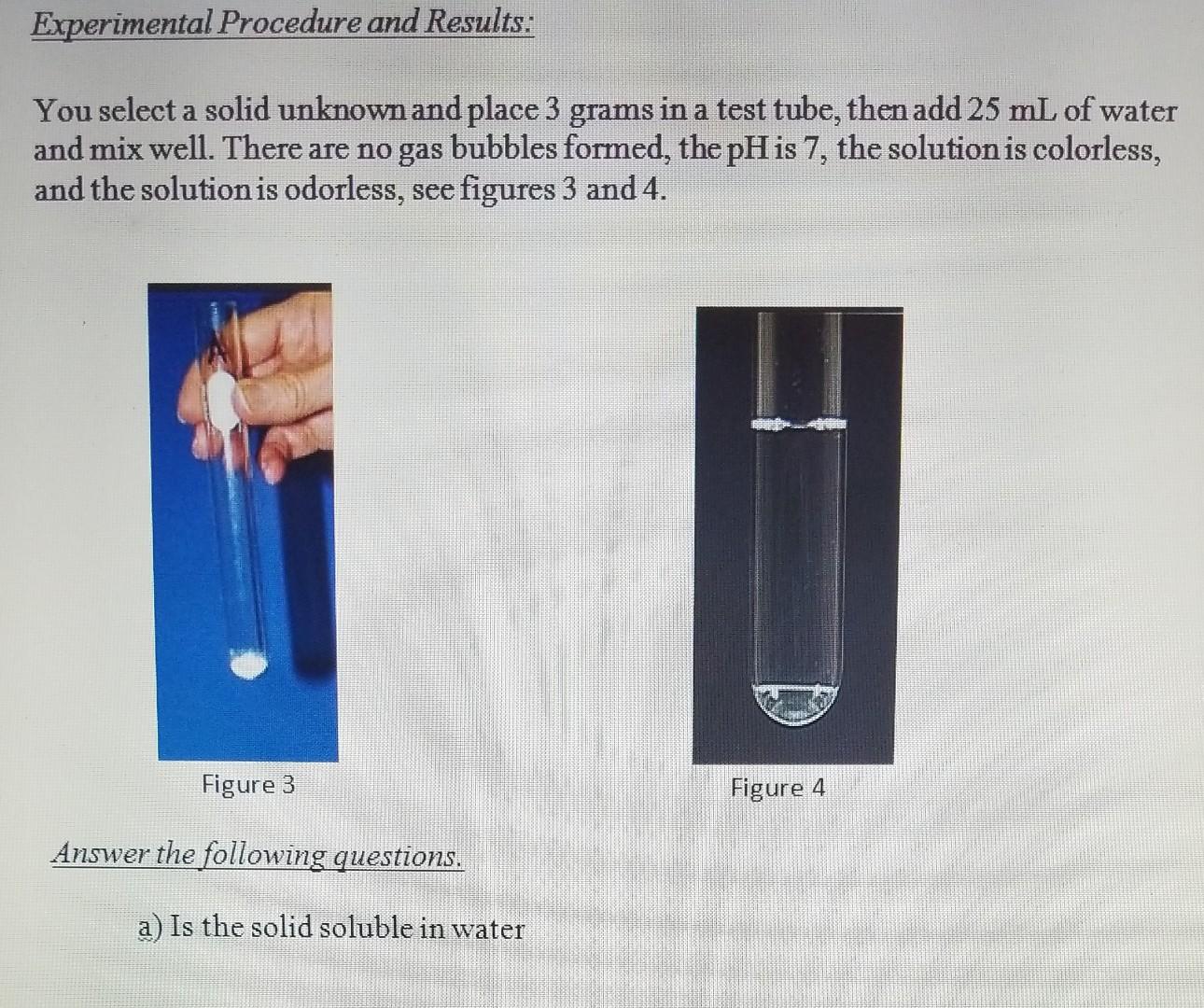 Solved Experimental Procedure and Results: You select a | Chegg.com