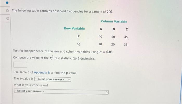 [Solved]: The following table contains observed frequencies