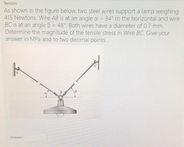 Solved Tension As shown in the figure below, two steel wires | Chegg.com