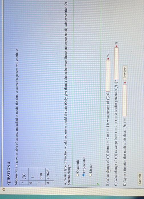 Solved QUESTION 4 Suppose we are given a table of values, | Chegg.com