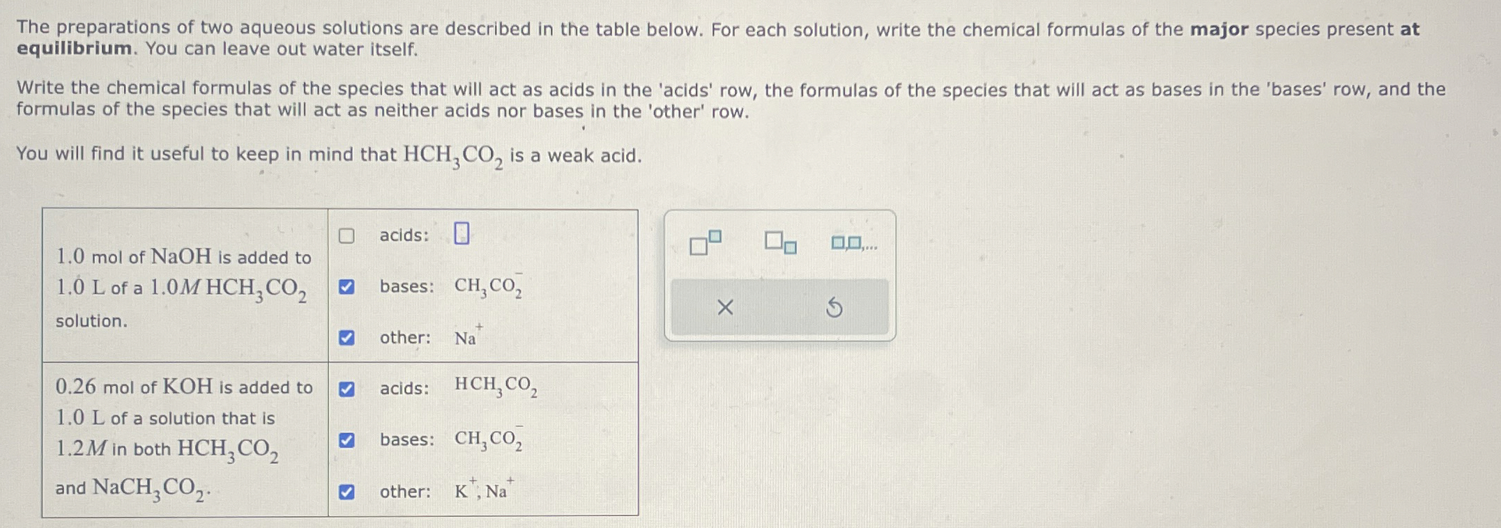 Solved The preparations of two aqueous solutions are | Chegg.com