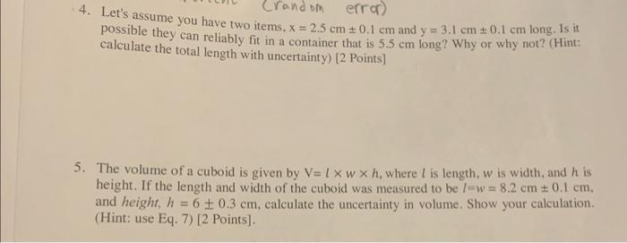 Solved Pre-Lab: Lab 2-Accuracy, Precision, and Uncertainty | Chegg.com