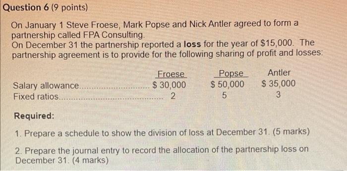 Solved Question 6 (9 points) On January 1 Steve Froese, Mark | Chegg.com