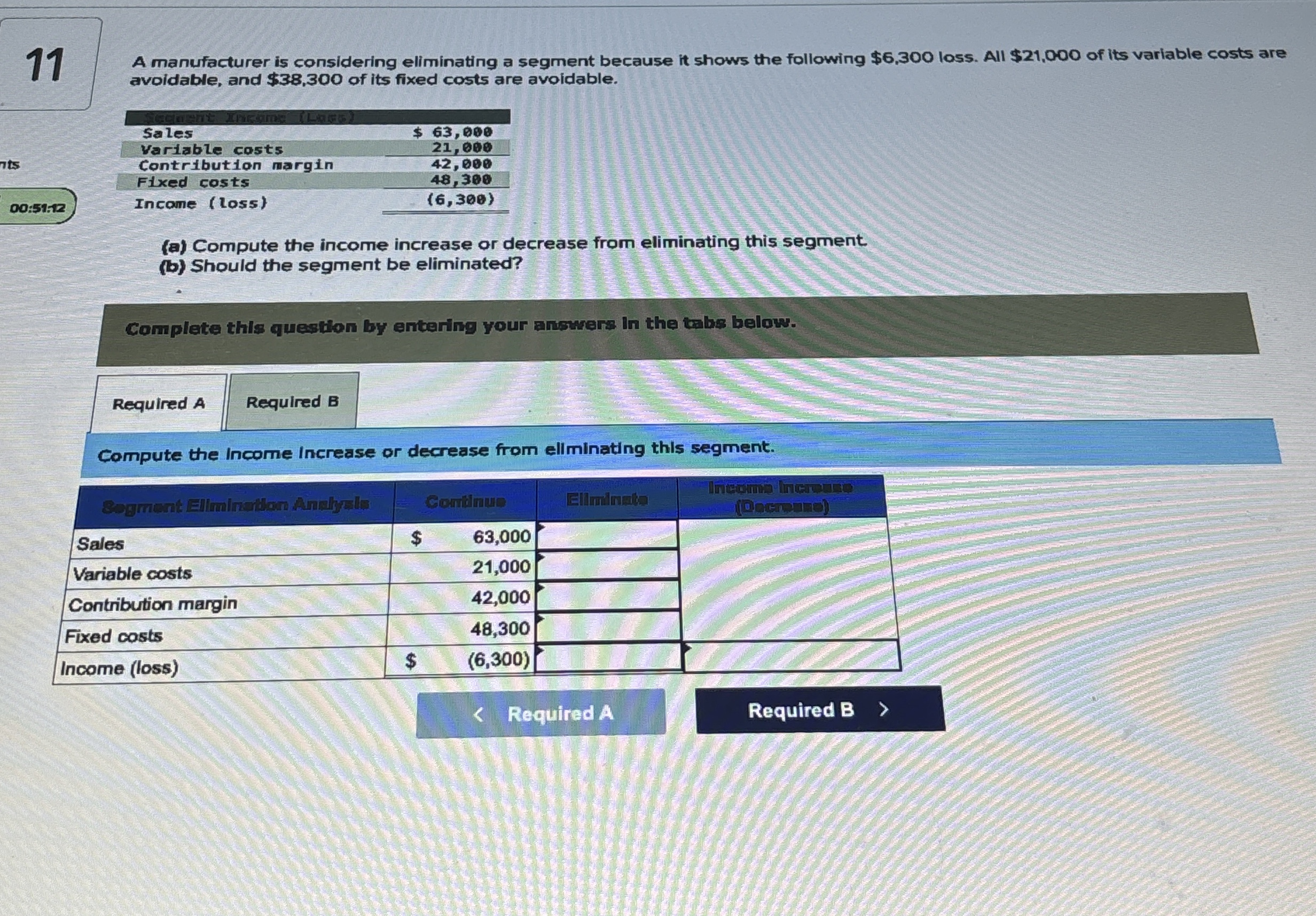 Solved 11A manufacturer is considering eliminating a segment | Chegg.com