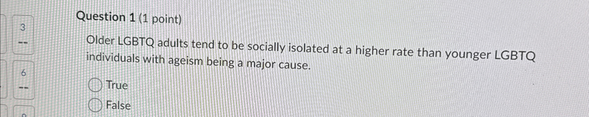 Solved 3Question 1 (1 ﻿point)Older LGBTQ adults tend to be | Chegg.com