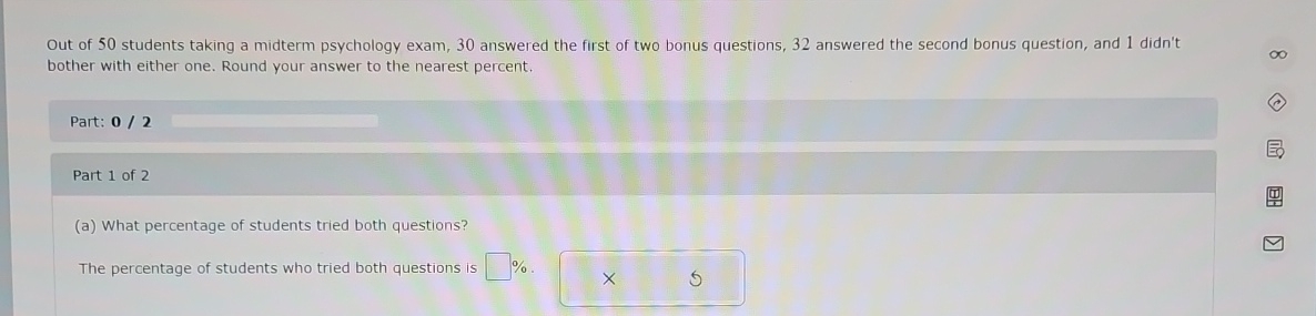 Solved Out of 50 ﻿students taking a midterm psychology exam, | Chegg.com