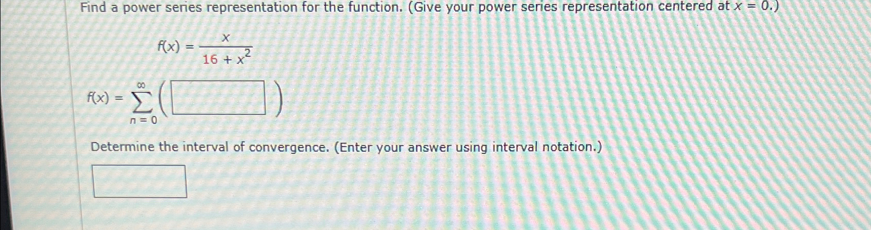 Solved Find a power series representation for the function. | Chegg.com