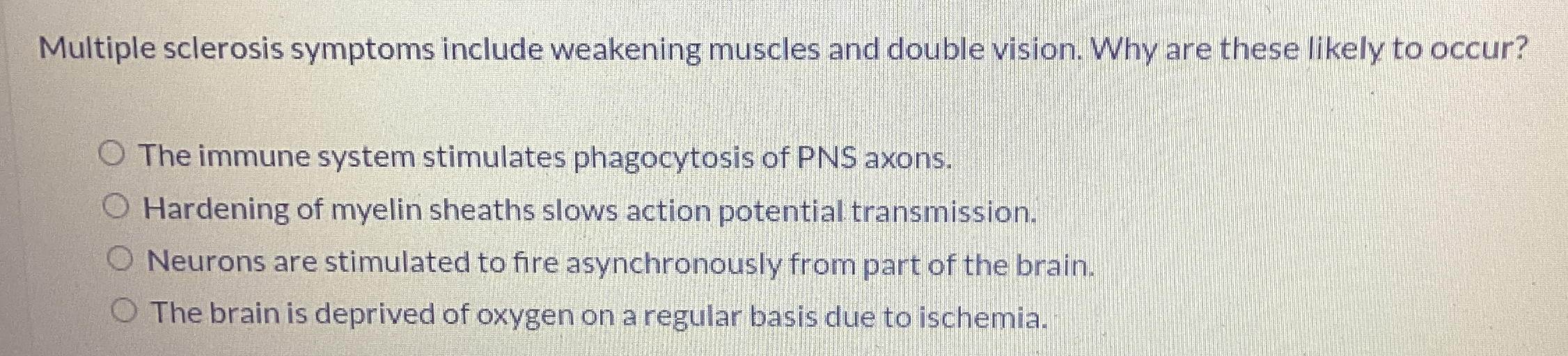 Solved Multiple sclerosis symptoms include weakening muscles | Chegg.com