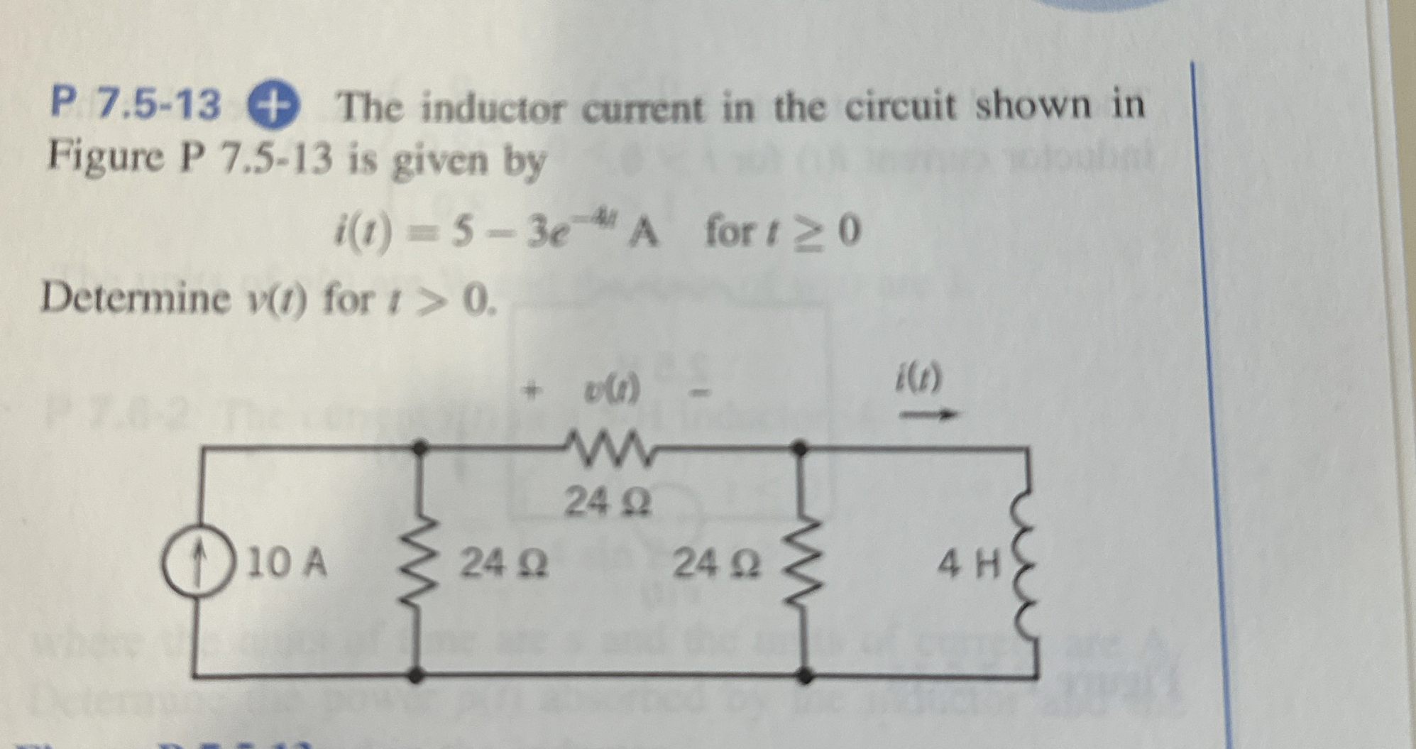 Solved P 7.5-13 o+ ﻿The inductor current in the circuit | Chegg.com