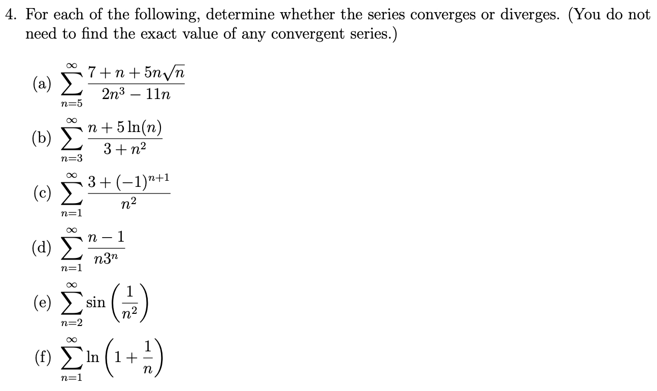 Solved For each of the following, determine whether the | Chegg.com