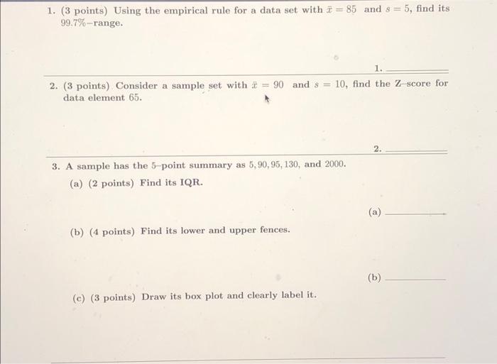 Solved 1. (3 points) Using the empirical rule for a data set | Chegg.com