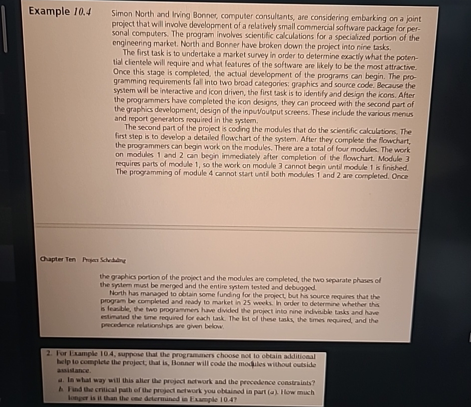 Solved Example 10.4Simon North and Irving Bonner, computer | Chegg.com