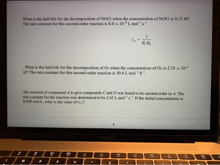 Solved What is the half-life for the decomposition of NOCI | Chegg.com