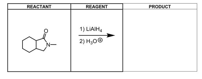 Solved \begin{tabular}{|l|l|l|} \hline Reactant & REAGENT & | Chegg.com
