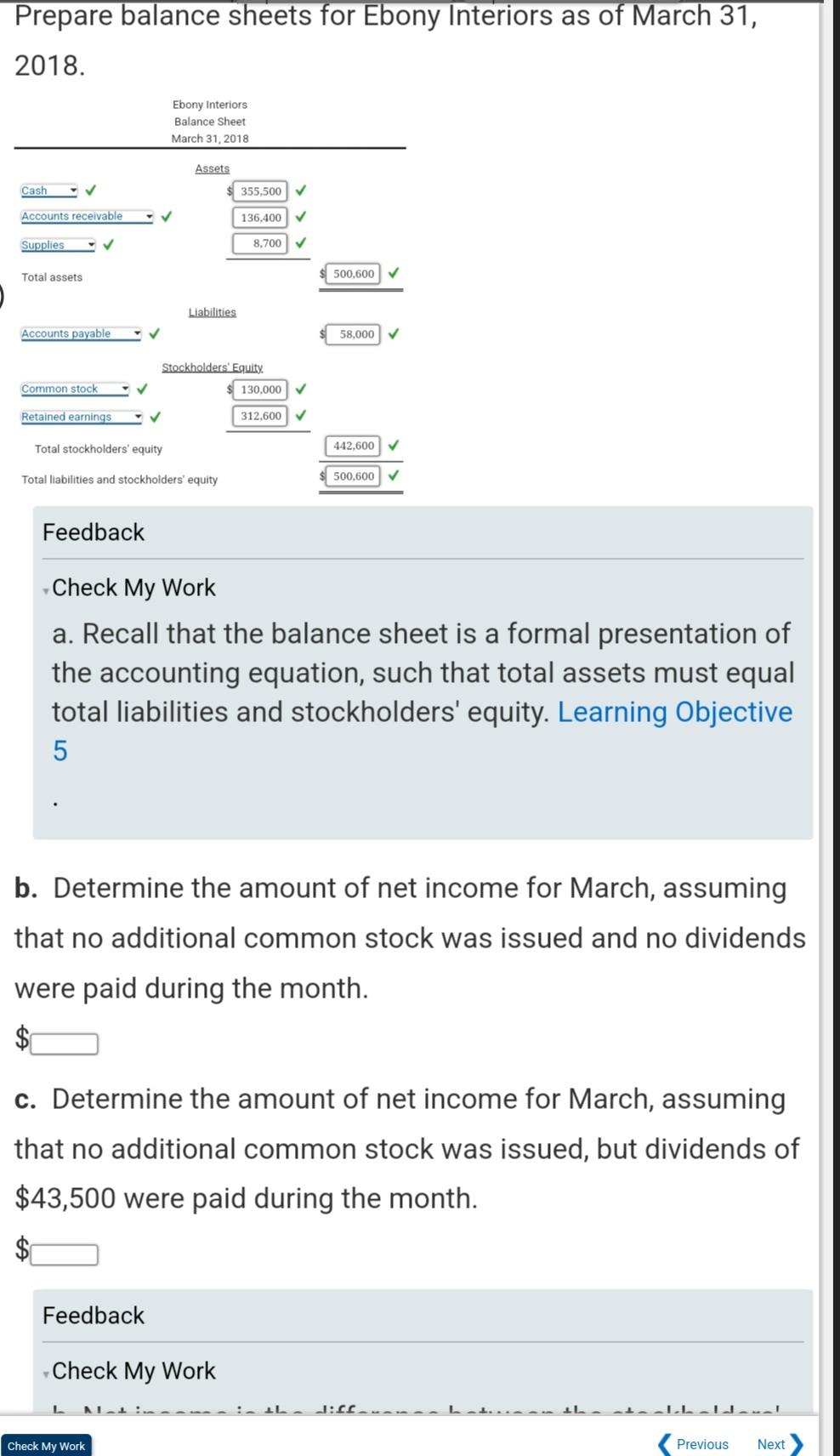 Prepare balance sheets for Ebony Interiors as of | Chegg.com