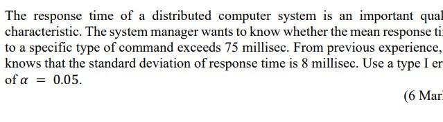 Solved The response time of a distributed computer system is | Chegg.com