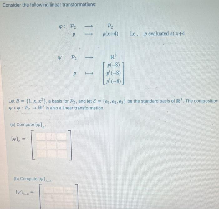 Solved Consider the following linear transformations: | Chegg.com
