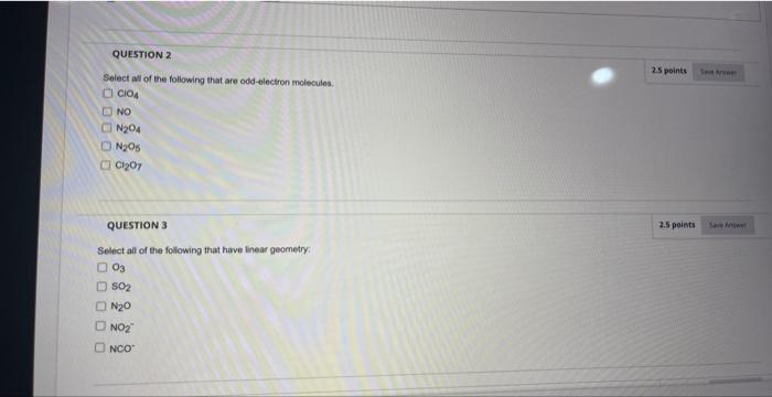Solved Select All Of The Following That Are Odd Electron