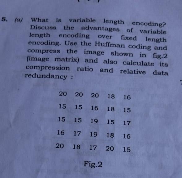 Solved A What Is Variable Length Encoding Discuss The