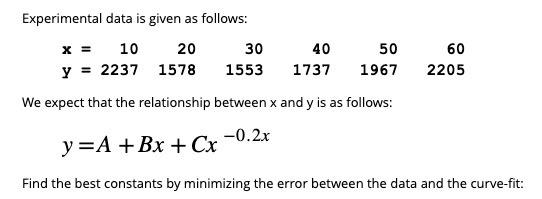 Solved Experimental data is given as follows: We expect that | Chegg.com