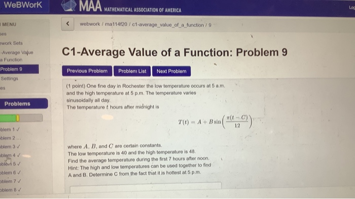 Solved WebWork MAA MATHEMATICAL ASSOCIATION OF AMERICA LOG | Chegg.com