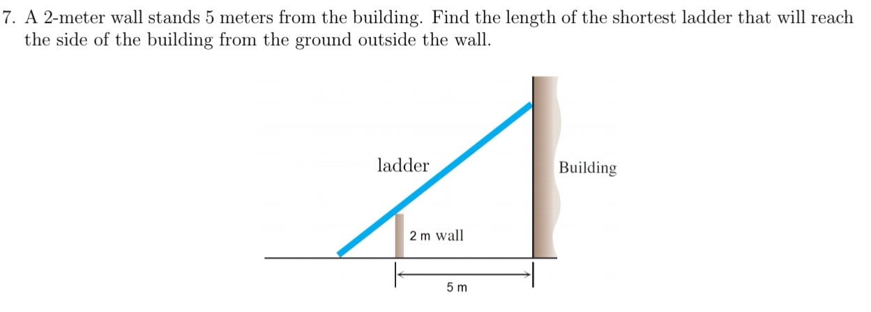 Solved A 2-meter wall stands 5 ﻿meters from the building. | Chegg.com