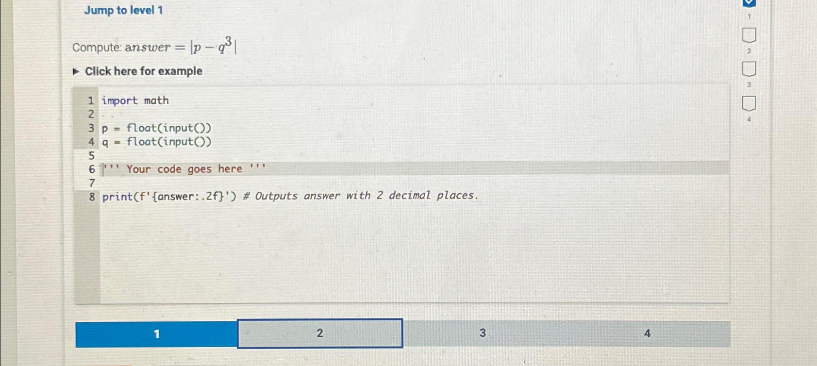 Solved Jump to level 1Compute: answer =|p-q3|Click here for | Chegg.com Solved Jump to level 1Compute: answer =|p-q3|Click here for | Chegg.com